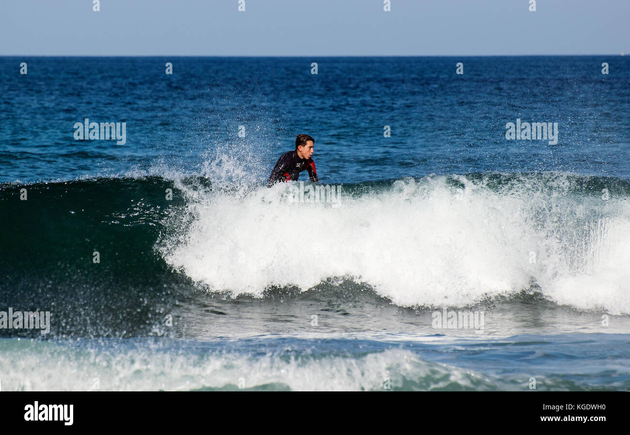 Surfer having fun in Son de Marina, Mallorca, Spain Stock Photo - Alamy