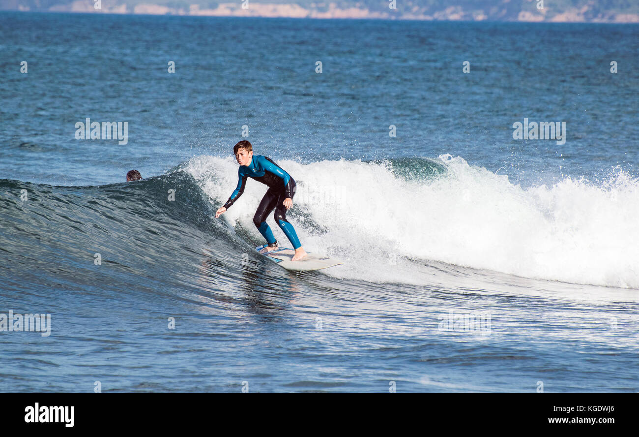 Surfer having fun in Son de Marina, Mallorca, Spain Stock Photo - Alamy