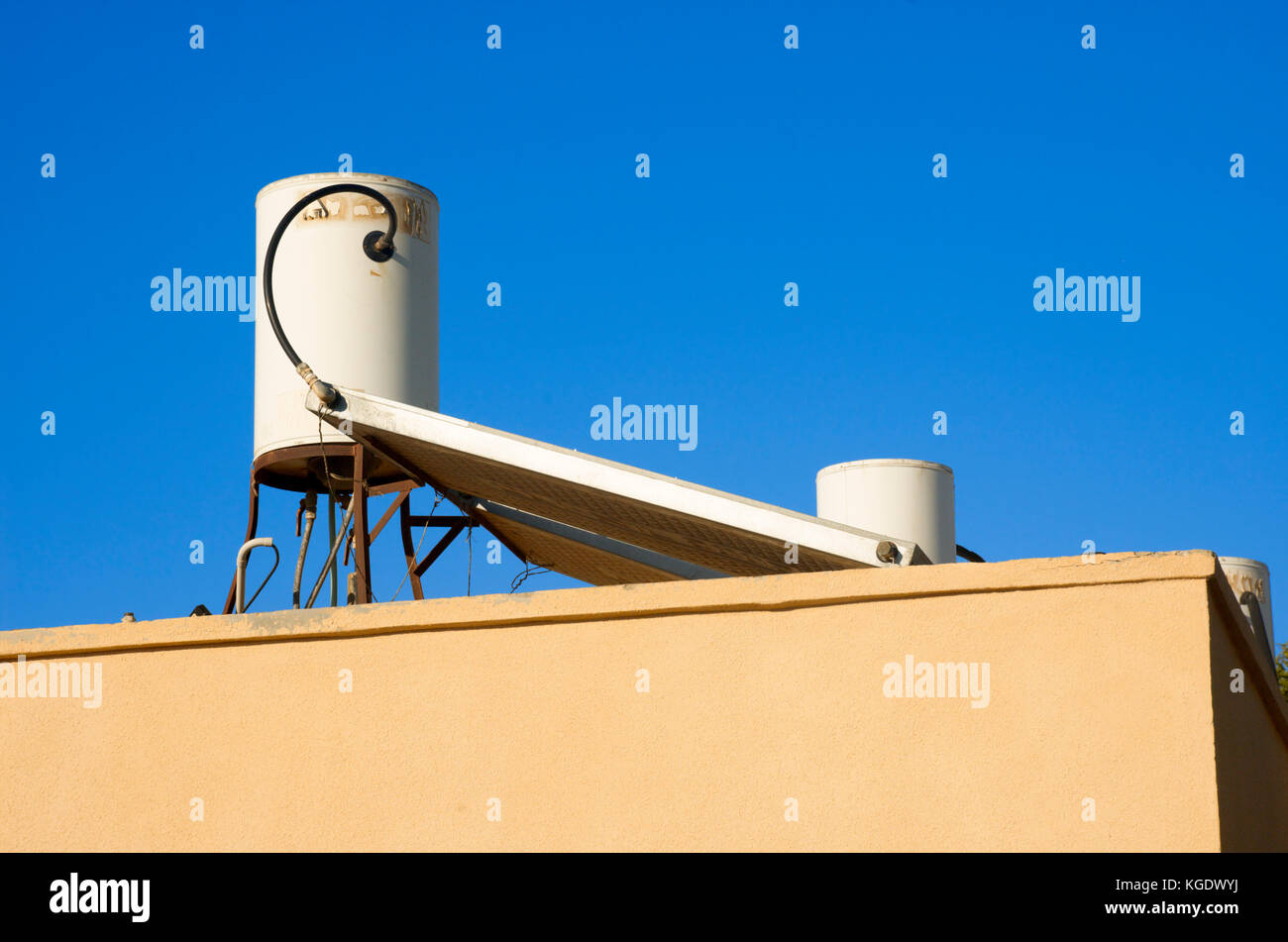 Israel Solar water heating device on a roof of a housing project Stock ...