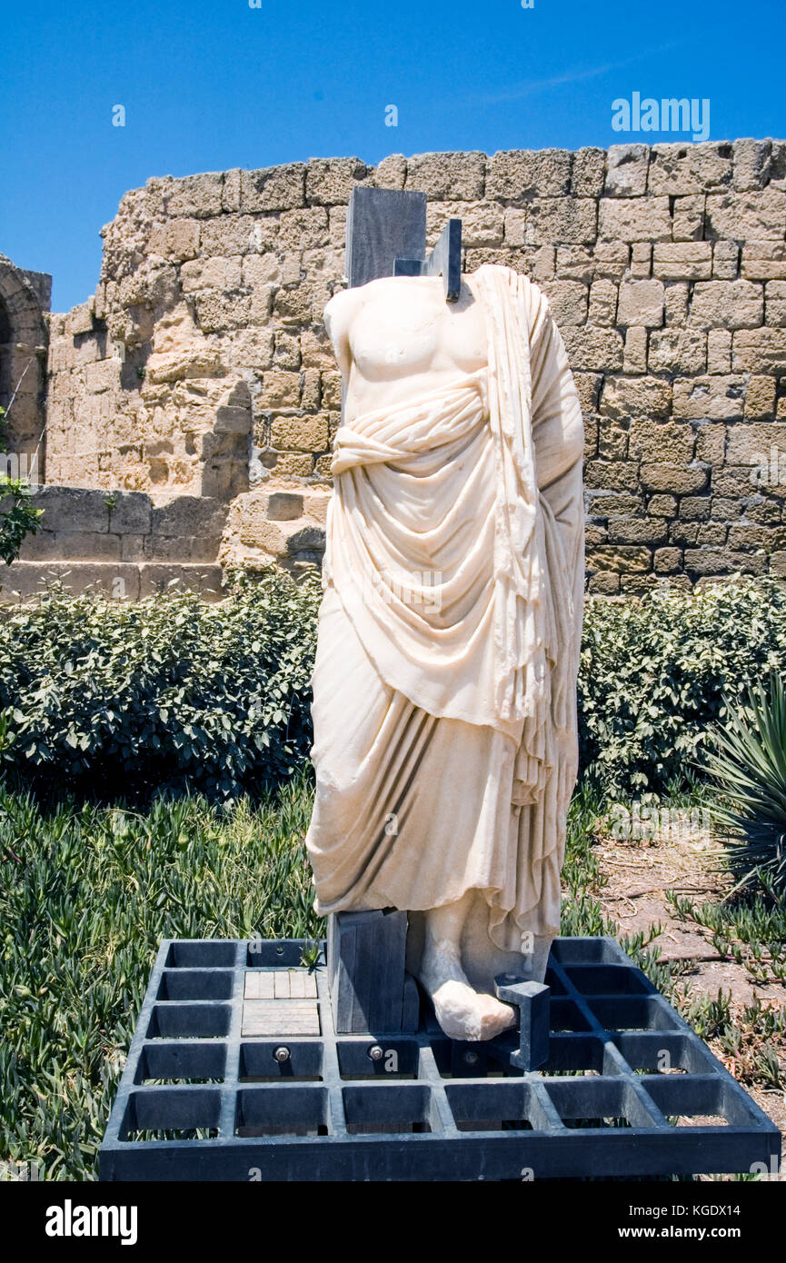 Remains of a headless greek marble statue, Photographed at Israel ...