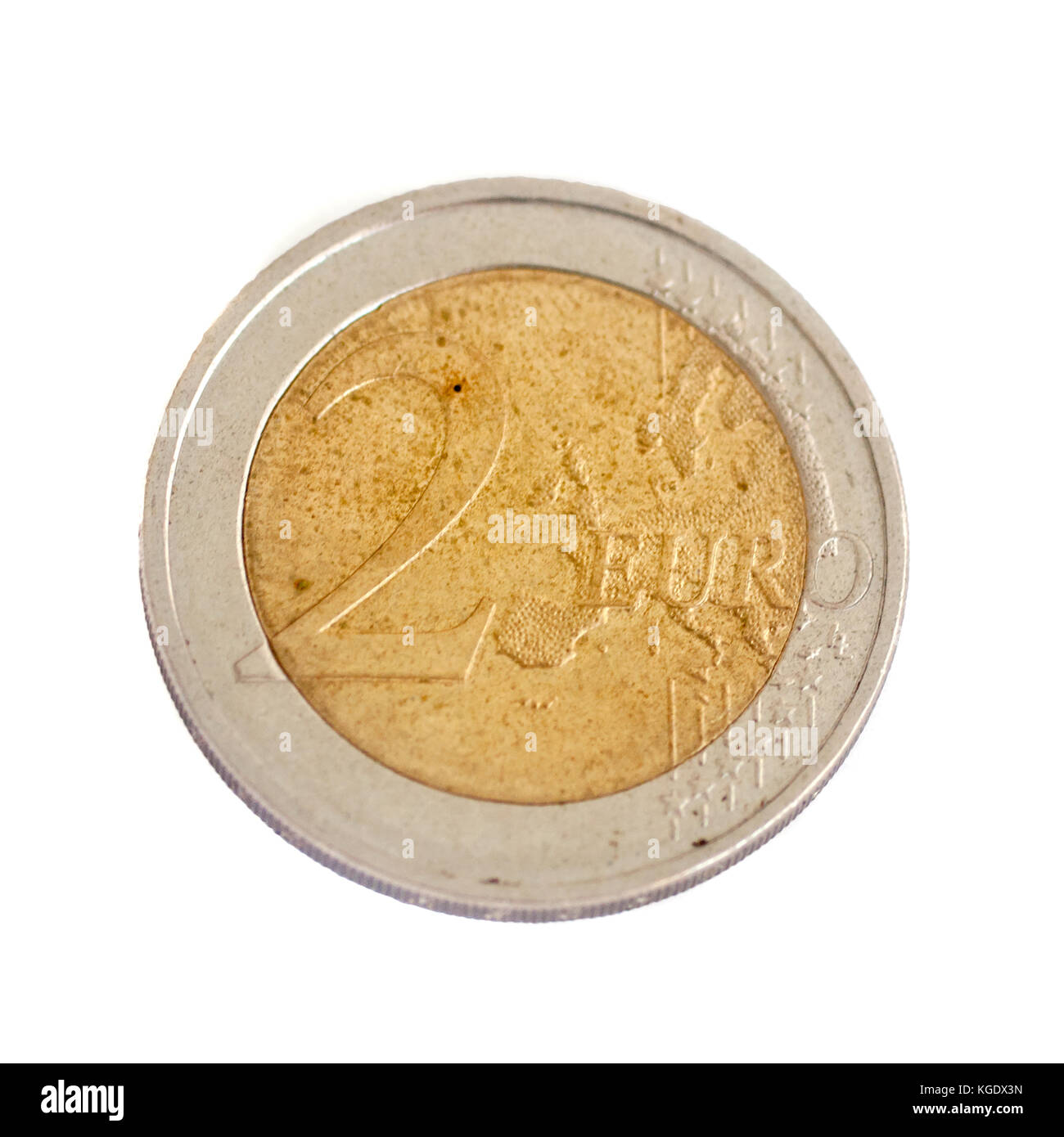 2 Euro coin on white background Stock Photo - Alamy