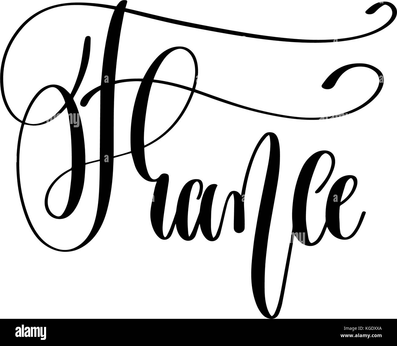 France hand lettering modern typography inscription Stock Vector Image ...