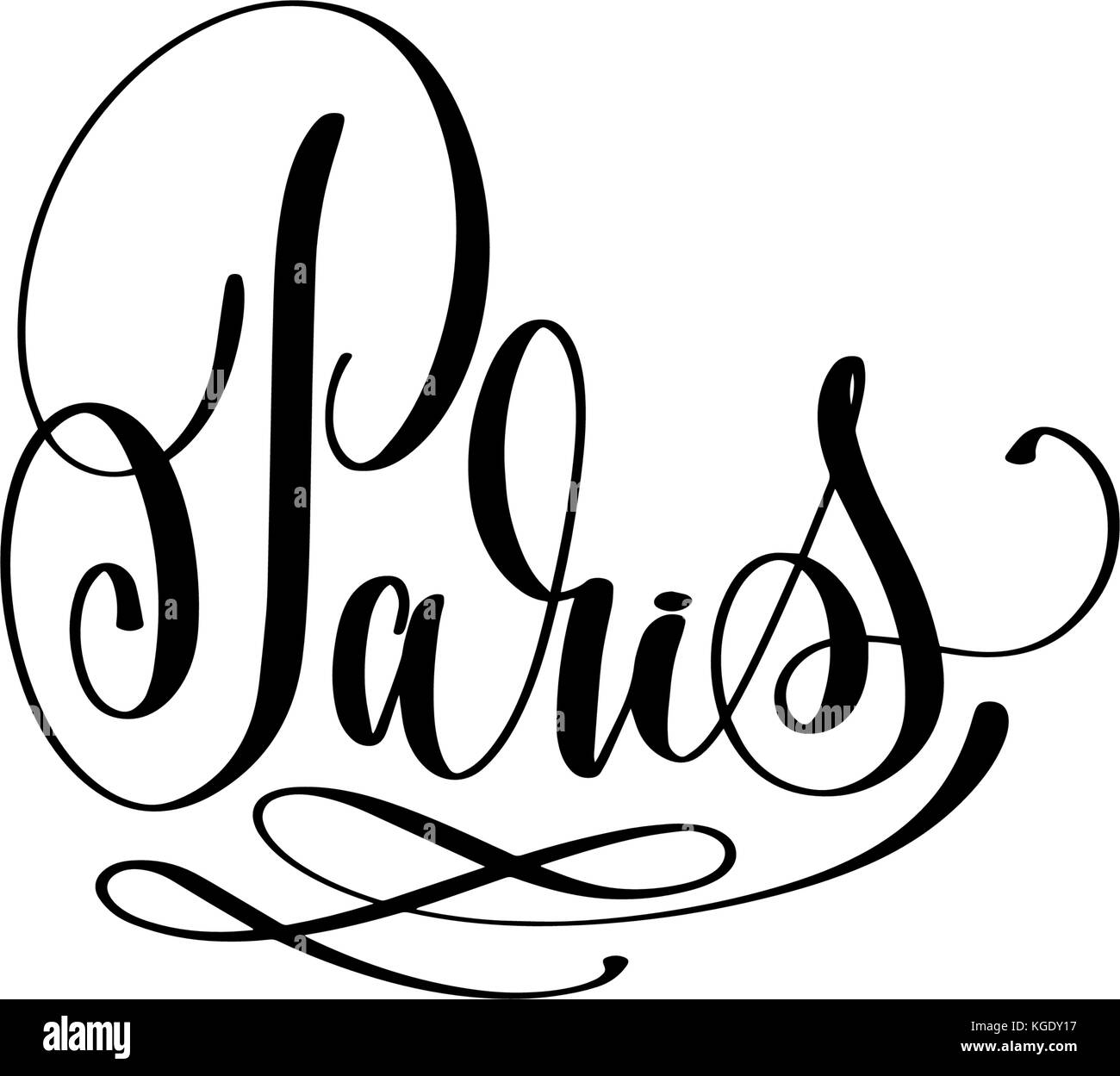 Paris hand lettering modern typography inscription Stock Vector Image ...