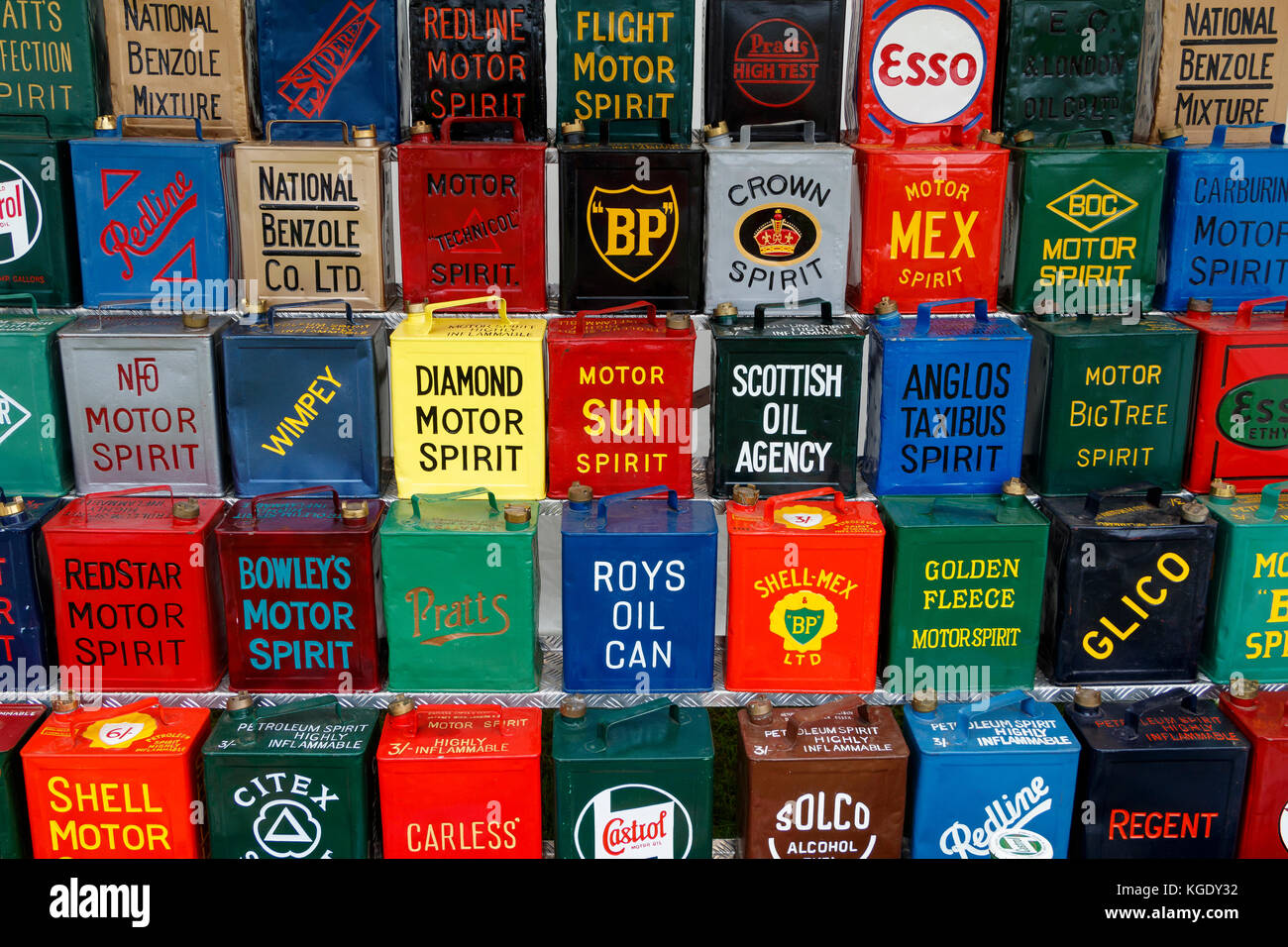 Painted Oil Can display at the Starting Handle Club Show in Norfolk ...