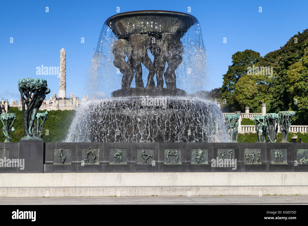 Norway Oslo Vigeland Park Fountain High Resolution Stock Photography