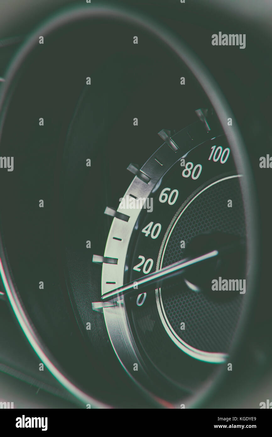 Circular car speedometer with indicator and numbers. Vehicle tachometer ...