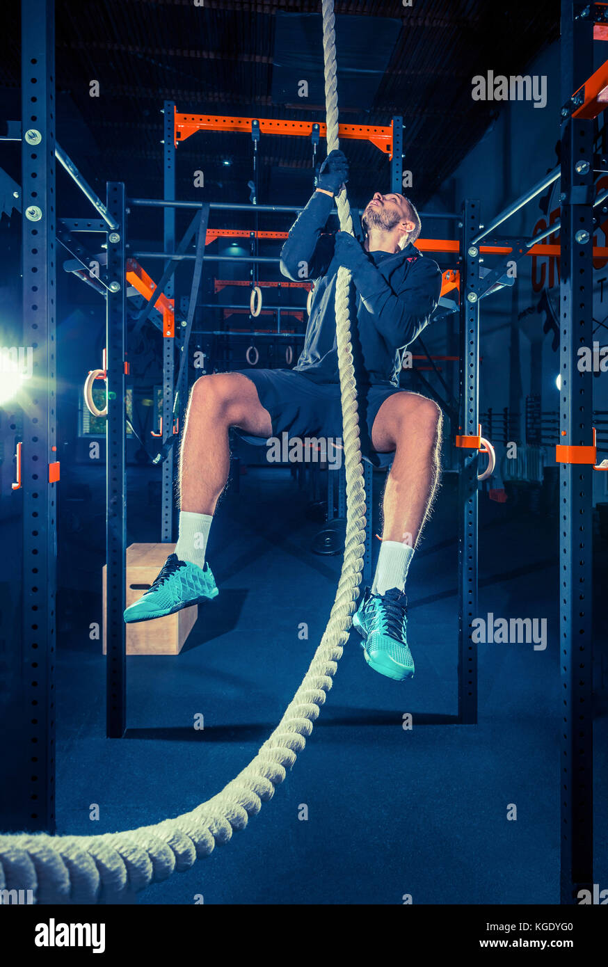 Crossfit athlete with a rope Stock Photo - Alamy