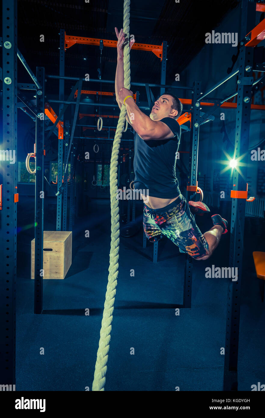 Crossfit athlete with a rope Stock Photo - Alamy