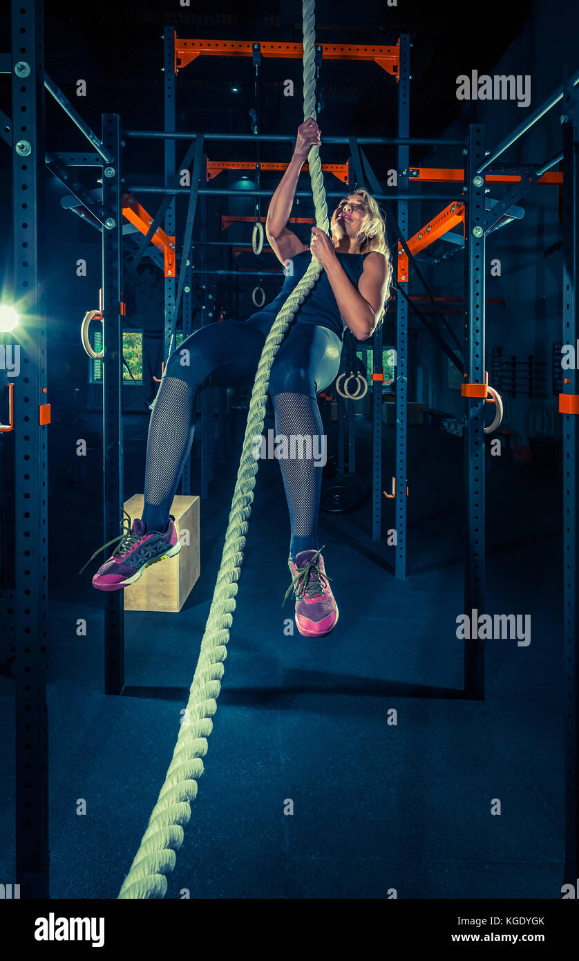 Crossfit athlete with a rope Stock Photo - Alamy
