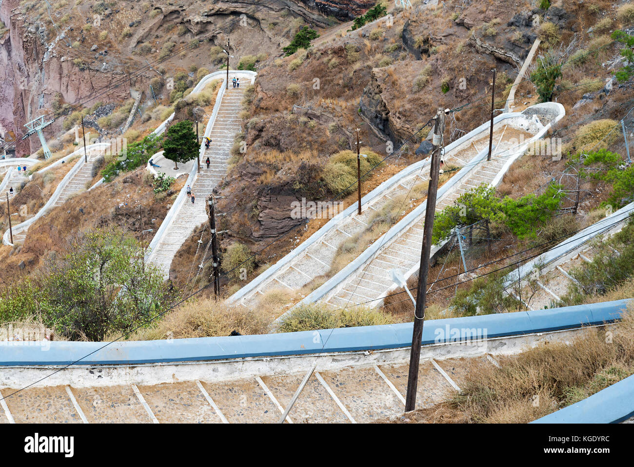 Old stone stairs in Santorini at the old port Stock Photo - Alamy