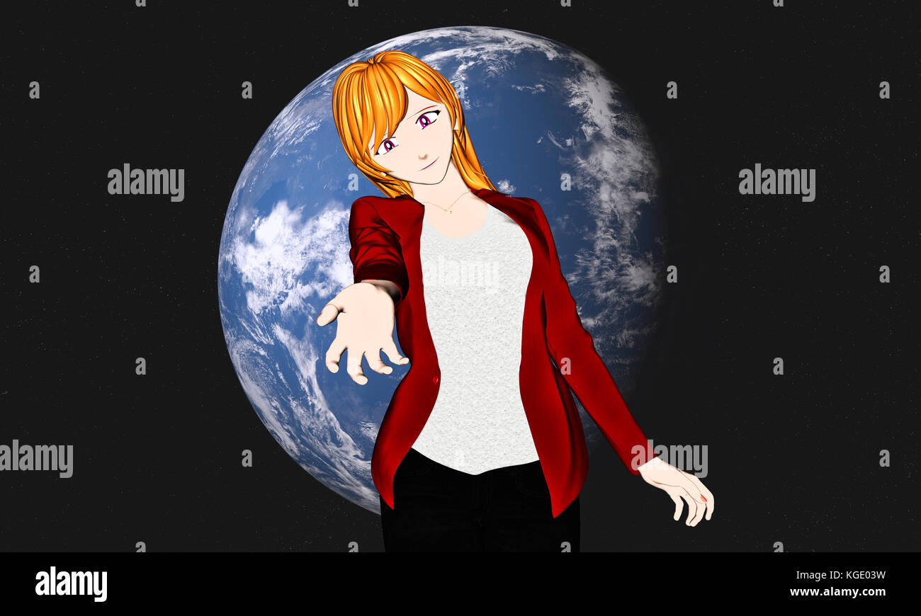 Cartoon future space girl hi-res stock photography and images - Alamy