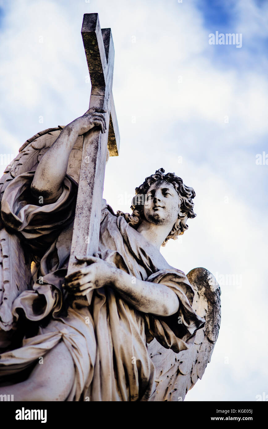 statues of angels on the bridge of Castel Sant'Angelo, Rome Italy Stock ...