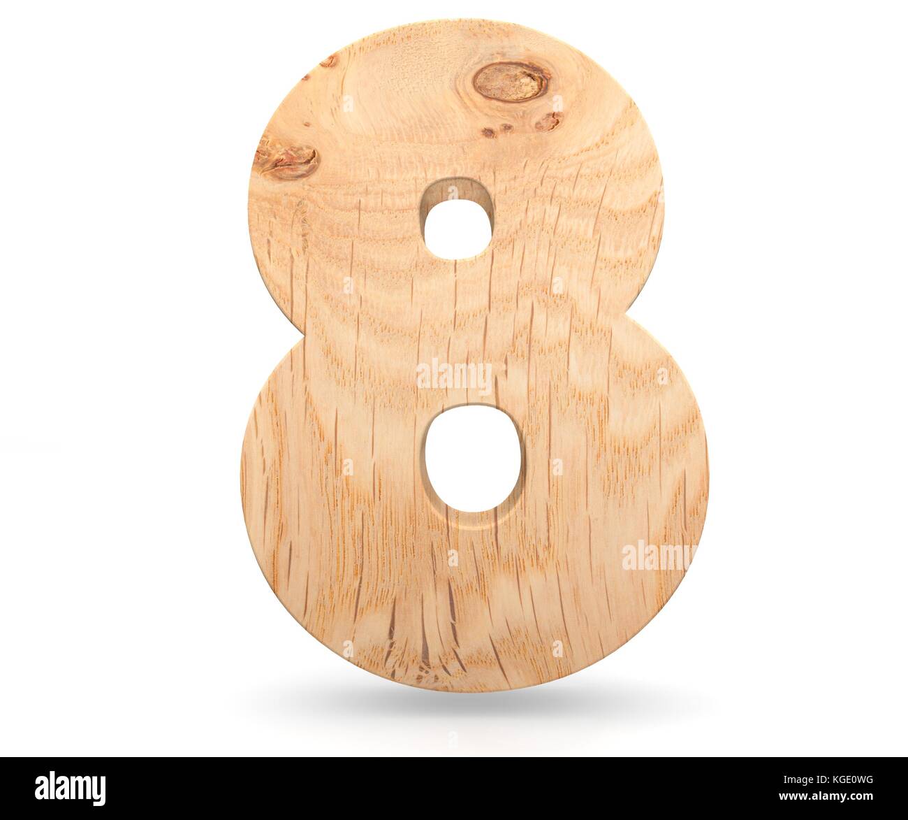 3D decorative wooden alphabet digit eight symbol - 8. Isolated on white ...