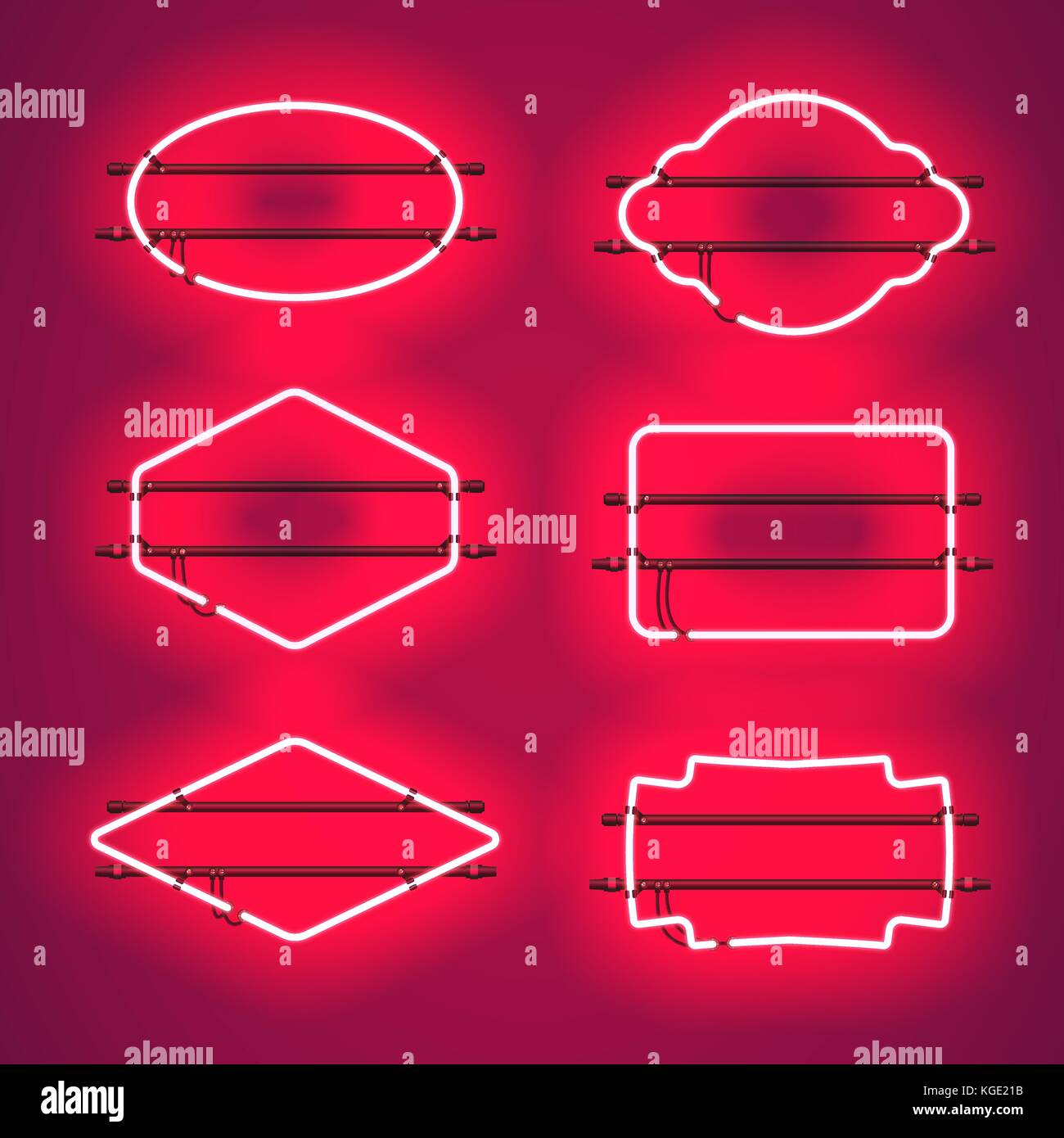 Set of realistic glowing red neon frames Stock Vector Image & Art - Alamy