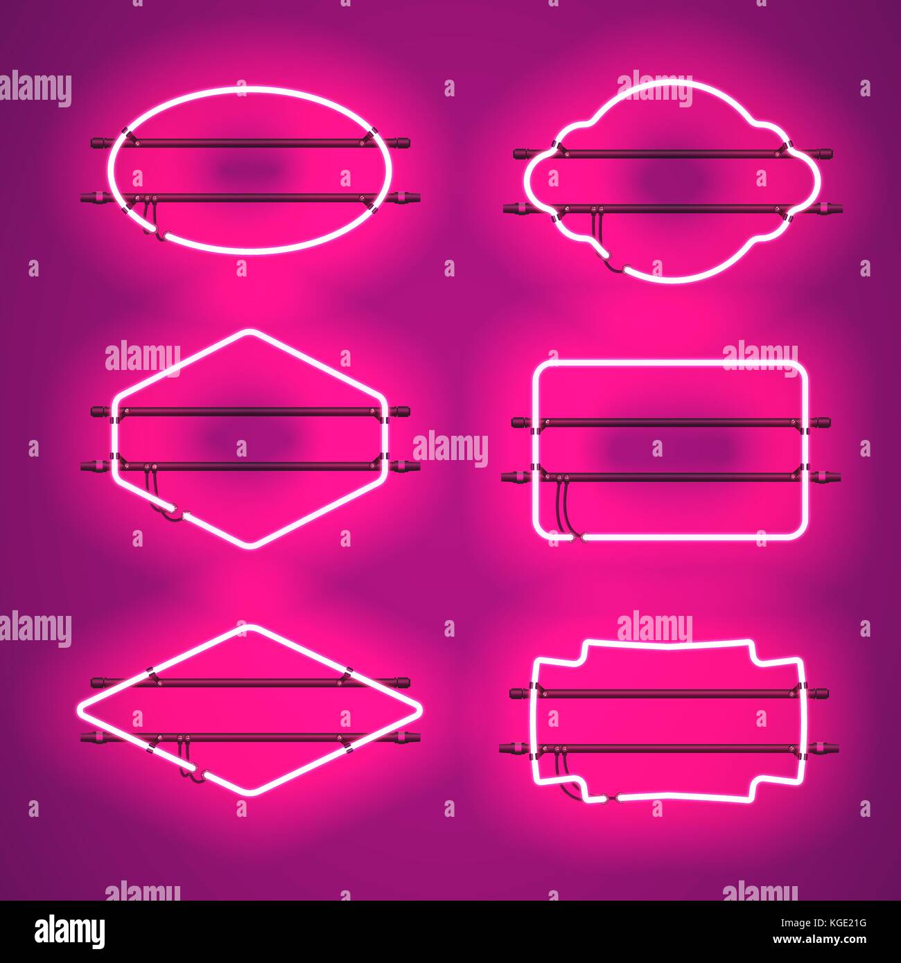 Set of realistic glowing purple neon frames Stock Vector Image & Art ...