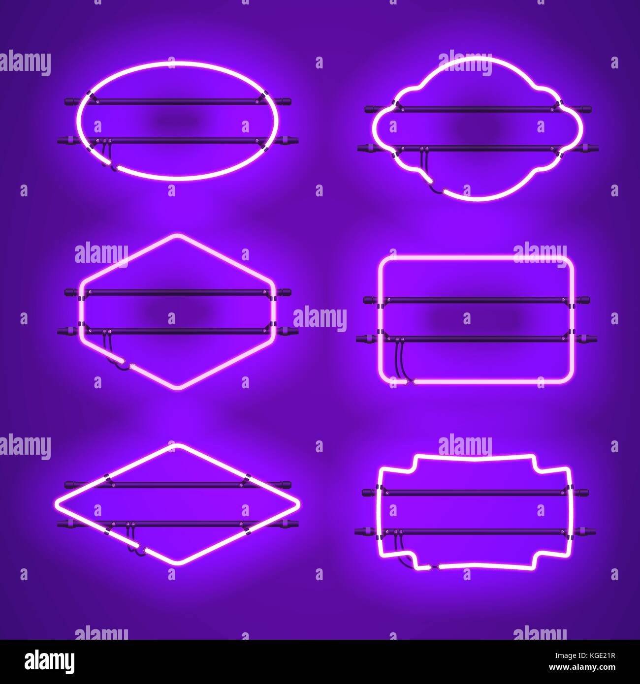 Set of realistic glowing purple neon frames Stock Vector Image & Art ...