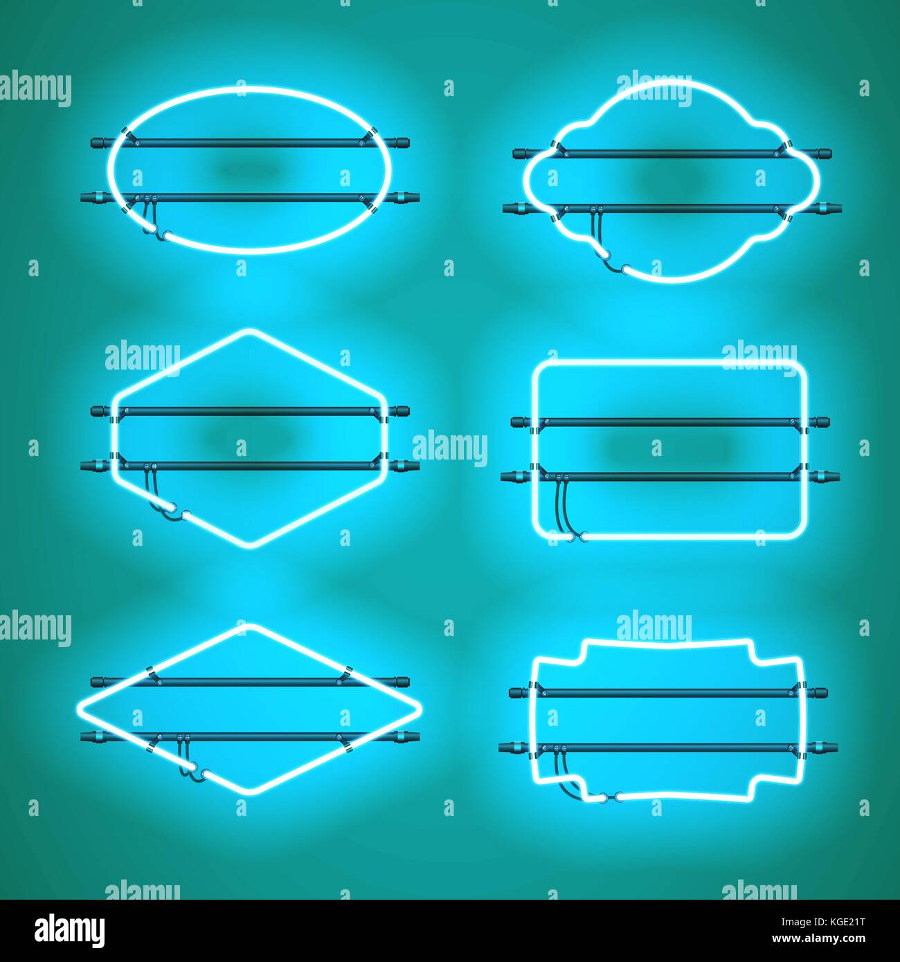 Set of realistic glowing blue neon frames Stock Vector Image & Art - Alamy