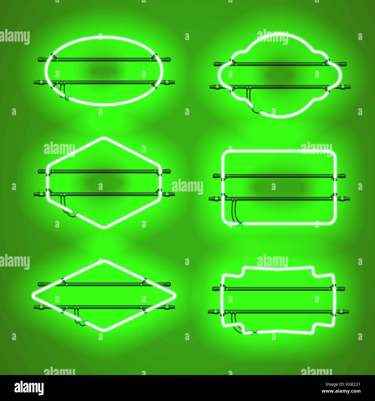 Set of realistic glowing green neon frames Stock Vector Image & Art - Alamy