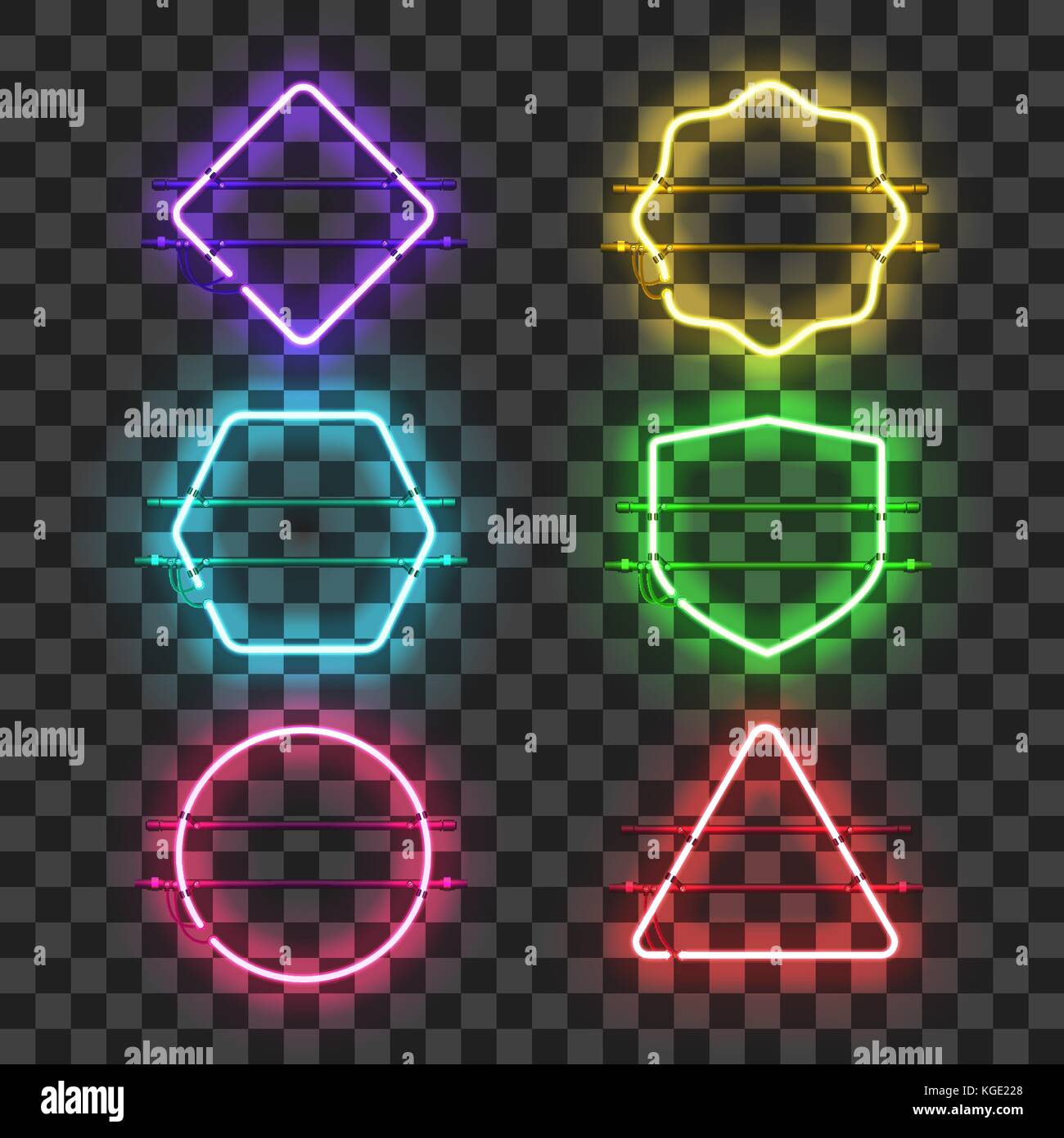Set of realistic glowing neon frames Stock Vector Image & Art - Alamy