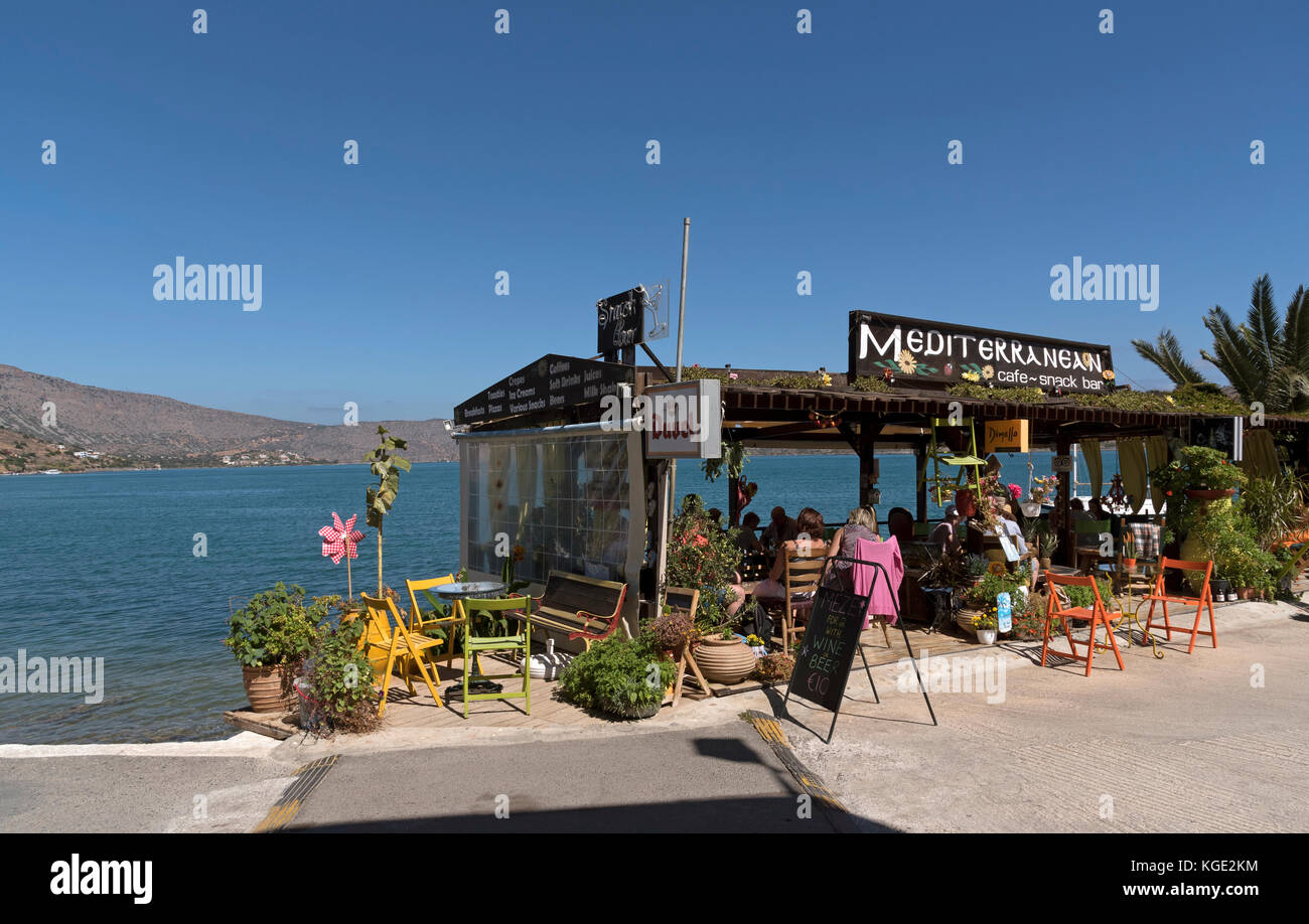A seafront restaurant at Elounda a seaside resort in northern Crete ...