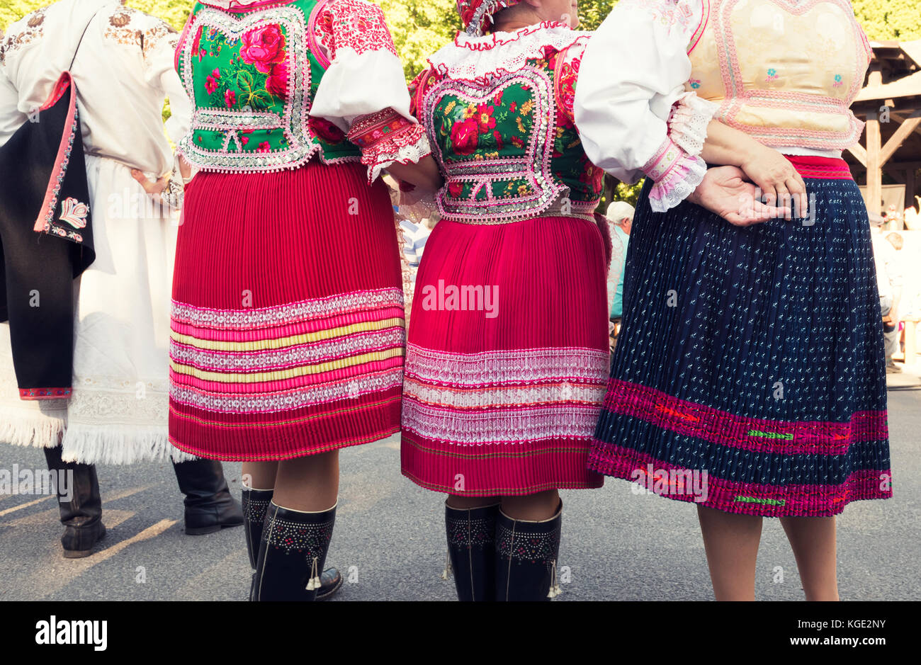Anonymous senior female friends in folklore costumes Stock Photo - Alamy
