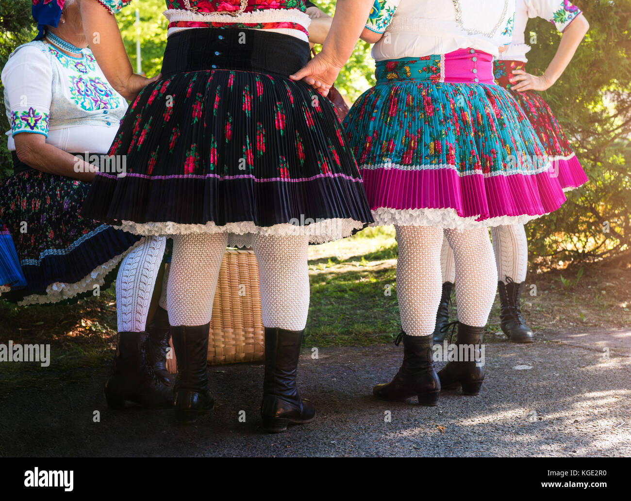 Anonymous senior female friends in folklore costumes Stock Photo - Alamy
