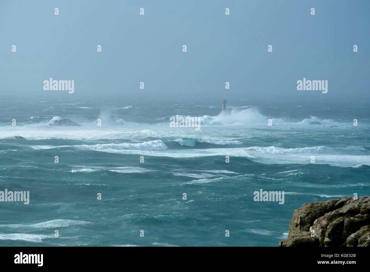 Longships lighthouse storm hi-res stock photography and images - Alamy