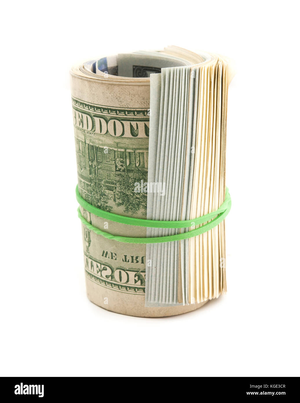 dollars roll isolated on white background Stock Photo - Alamy