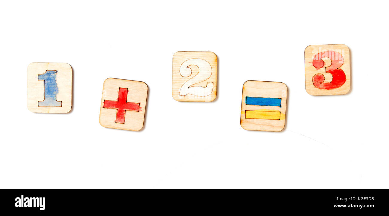 mathematical numbers are on yellow squares Stock Photo - Alamy