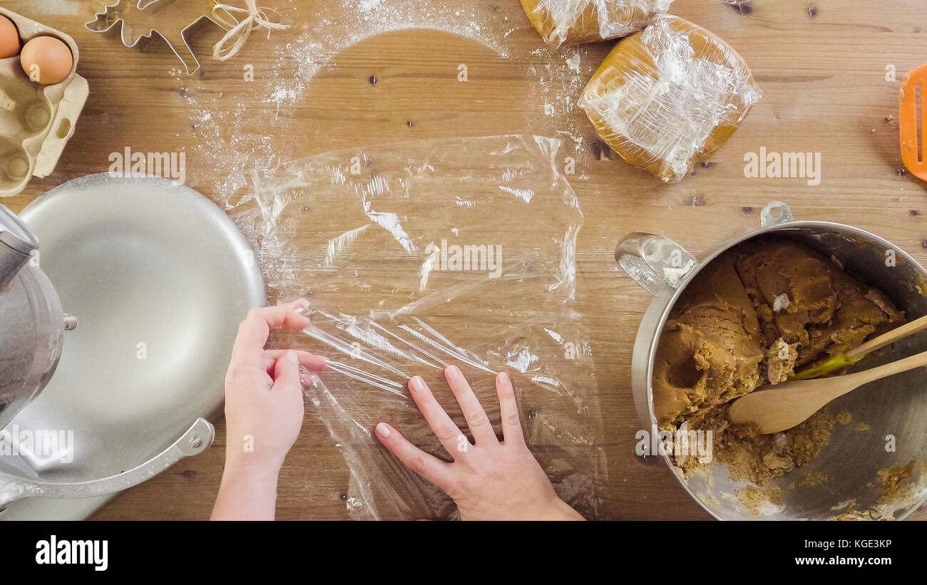 Step by step. Mixing dough for double batch of gingerbread cookies ...