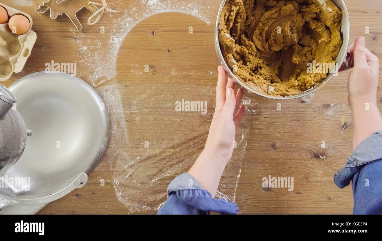Step by step. Mixing dough for double batch of gingerbread cookies ...