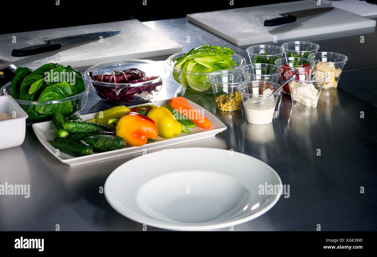 process of cooking healthy salad Stock Photo - Alamy