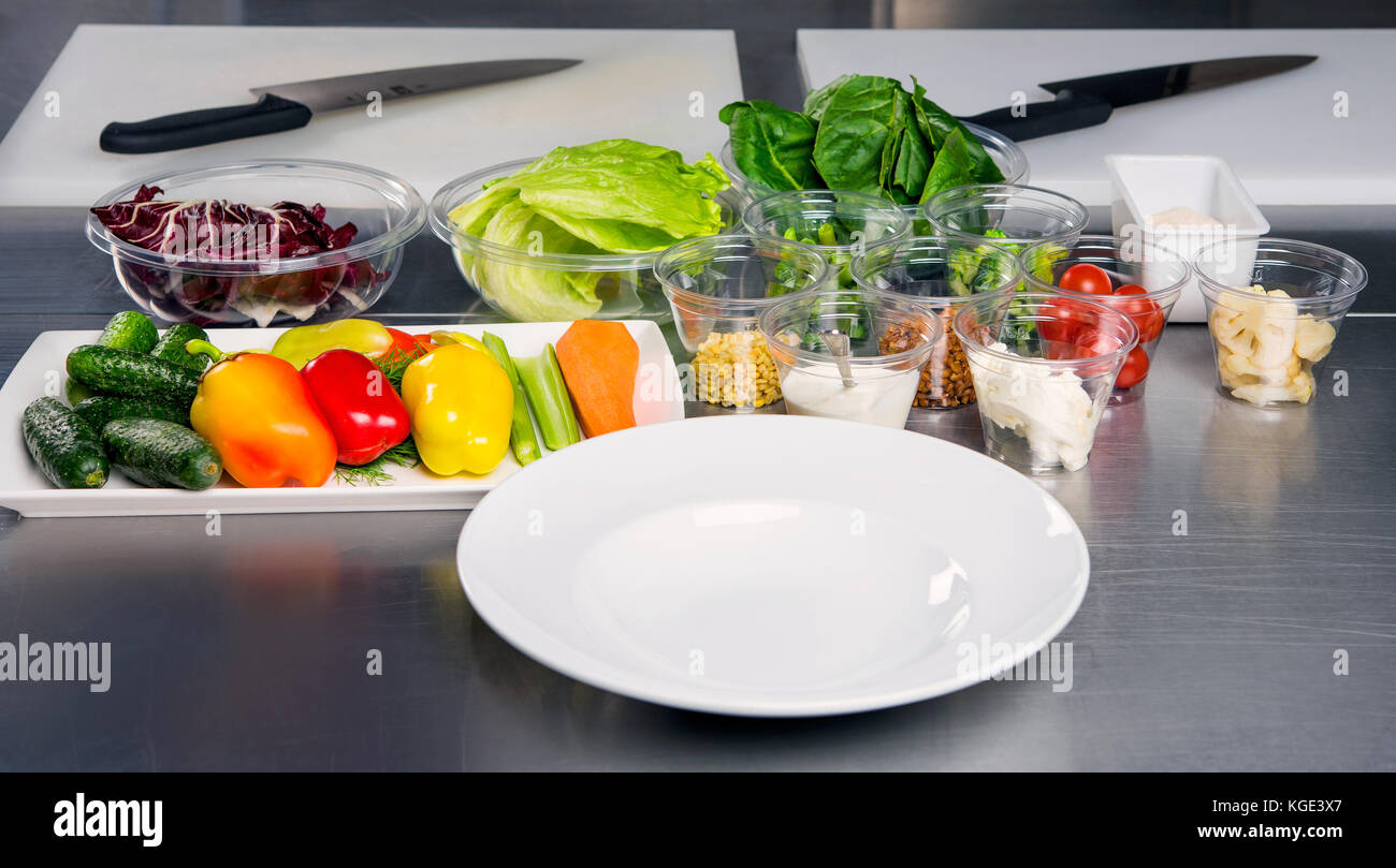 process of cooking healthy salad Stock Photo - Alamy