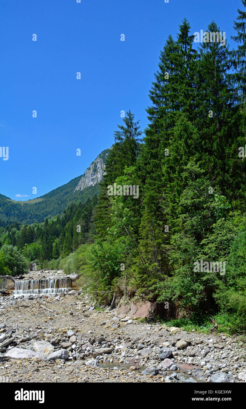 The mid-June rural landscape of the Carnic Alps near Pontebba, Friuli ...