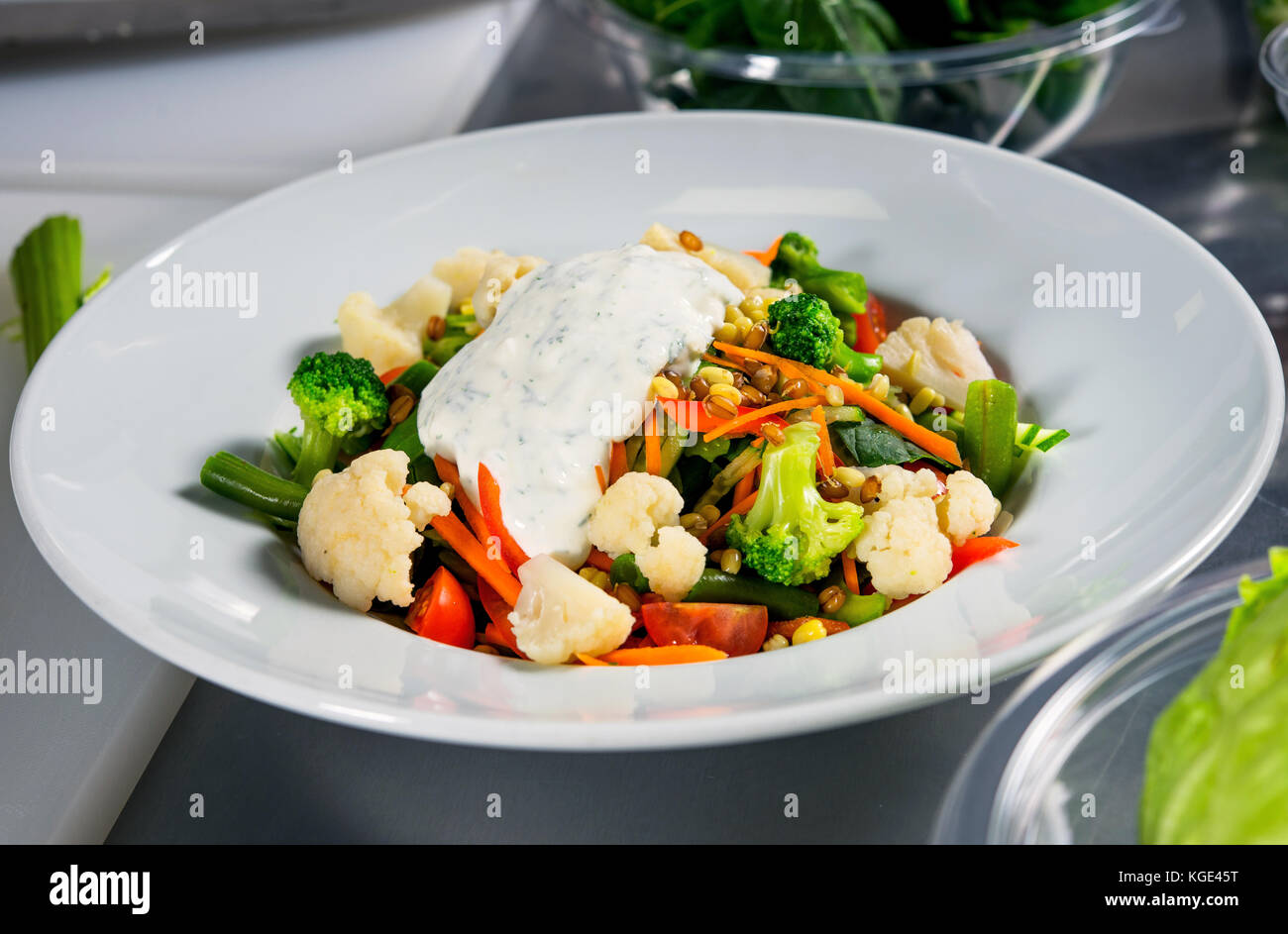 process of cooking healthy salad Stock Photo - Alamy