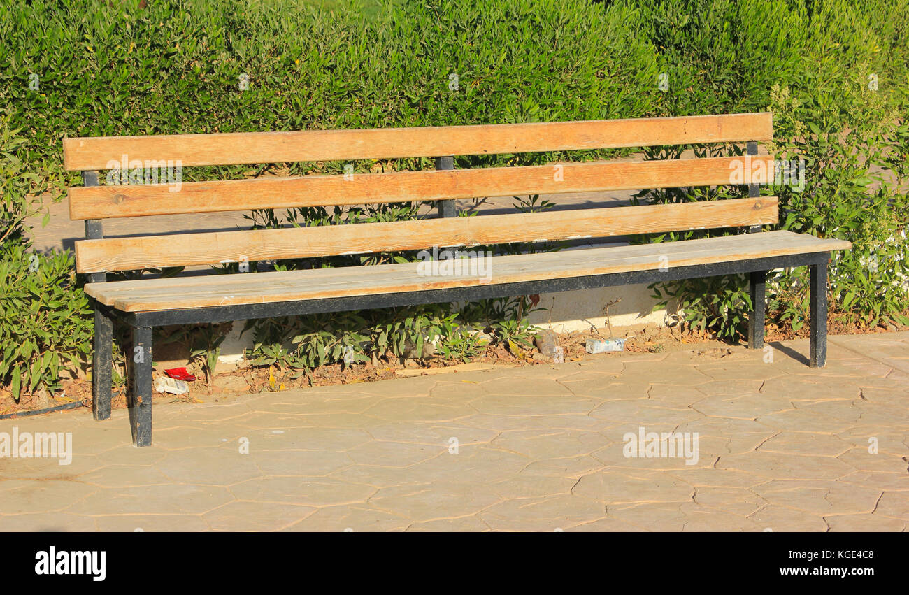 Wooden bench for rest Stock Photo - Alamy
