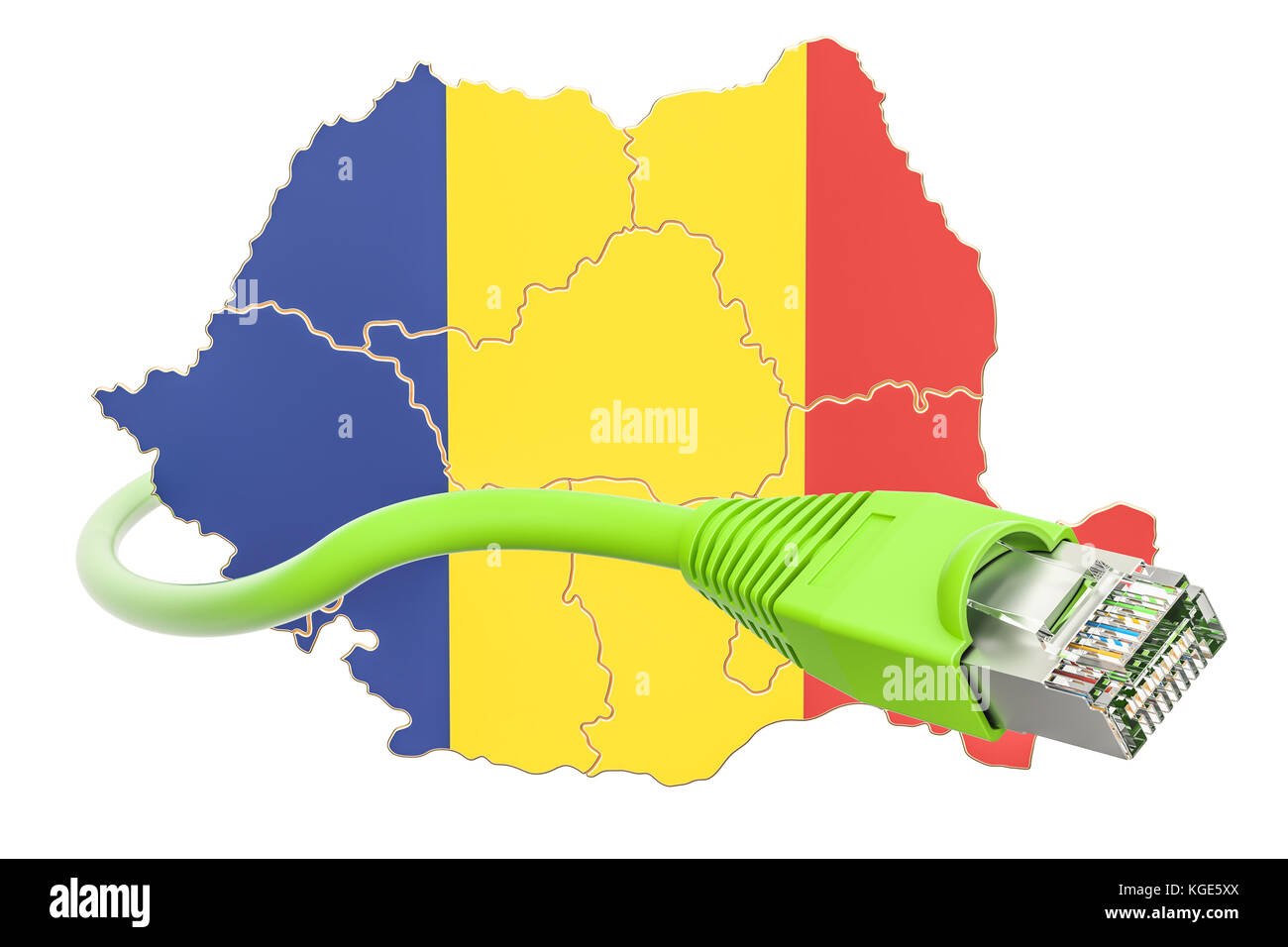 Internet connection in Romania concept. 3D rendering isolated on white ...