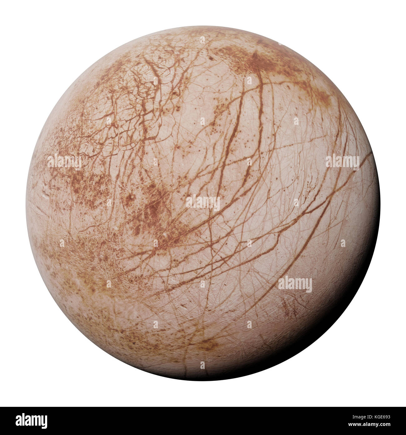Europa, moon of the planet Jupiter in natural colours, isolated on ...