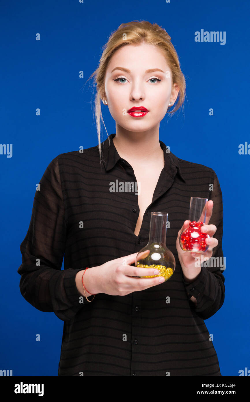 girl with a test tube Stock Photo - Alamy