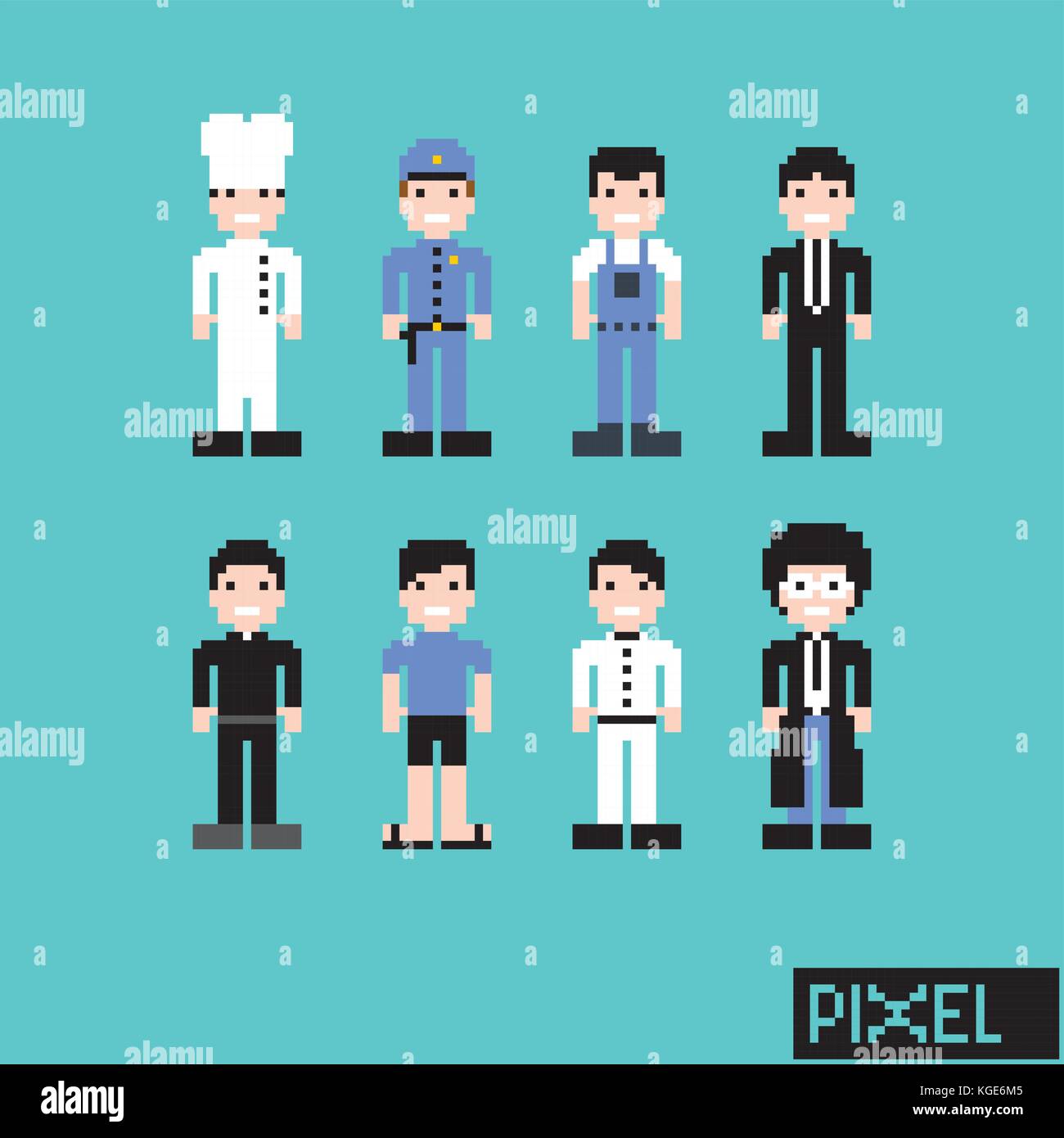 pixel character vector graphic art design illustration Stock Vector ...