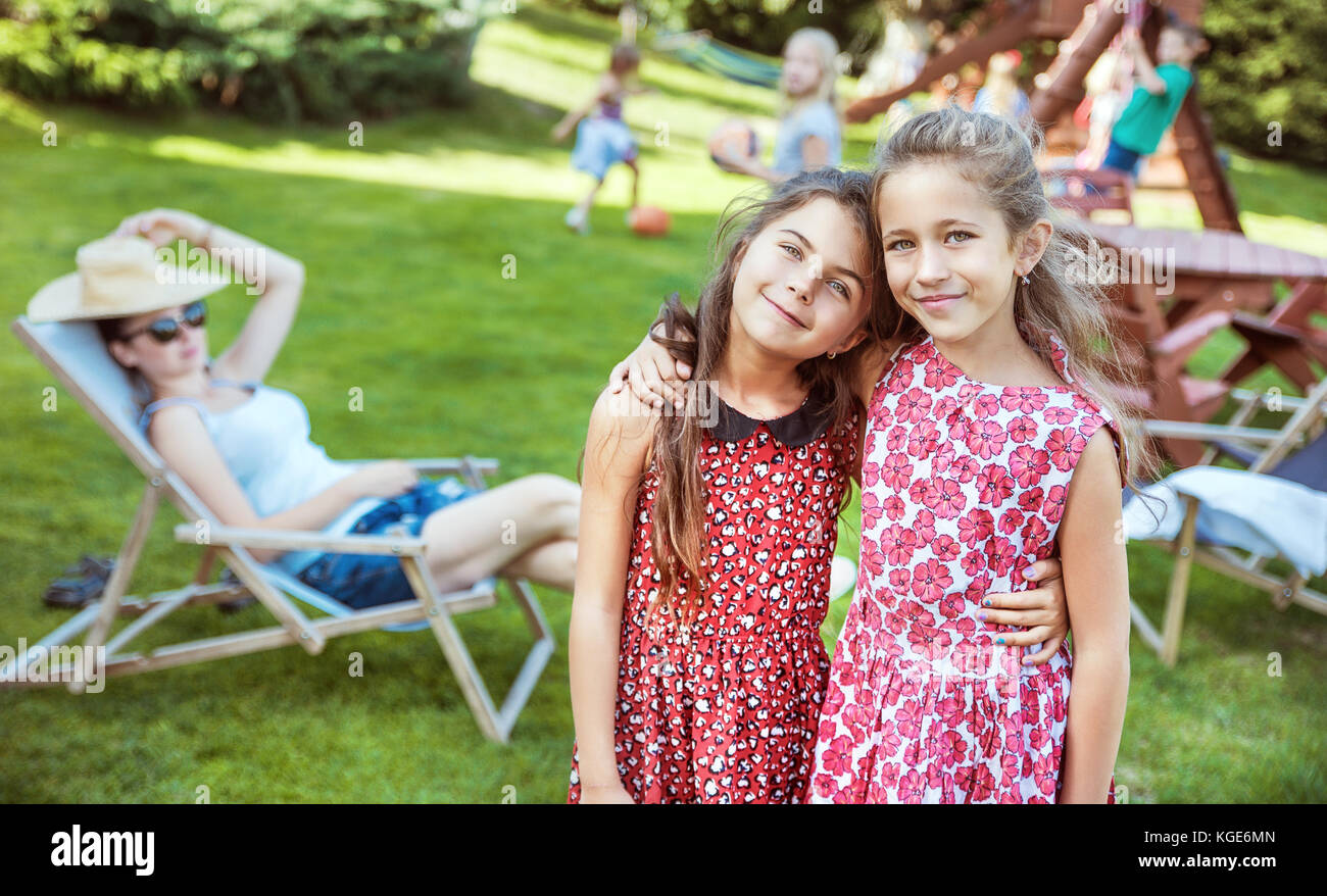 Happy little kids relaxing on the countryside Stock Photo - Alamy
