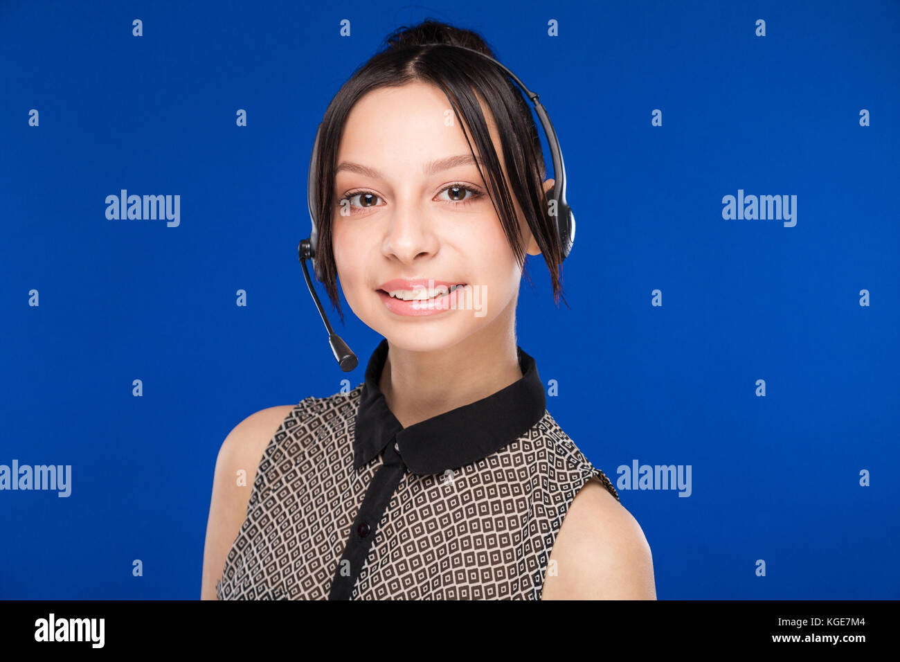girl with headset Stock Photo - Alamy