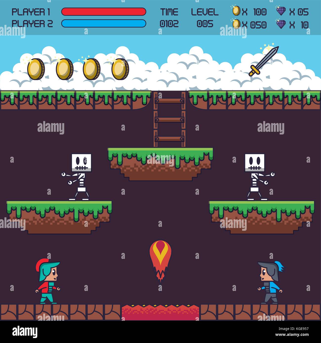 pixelated game scenery Stock Vector Image & Art - Alamy