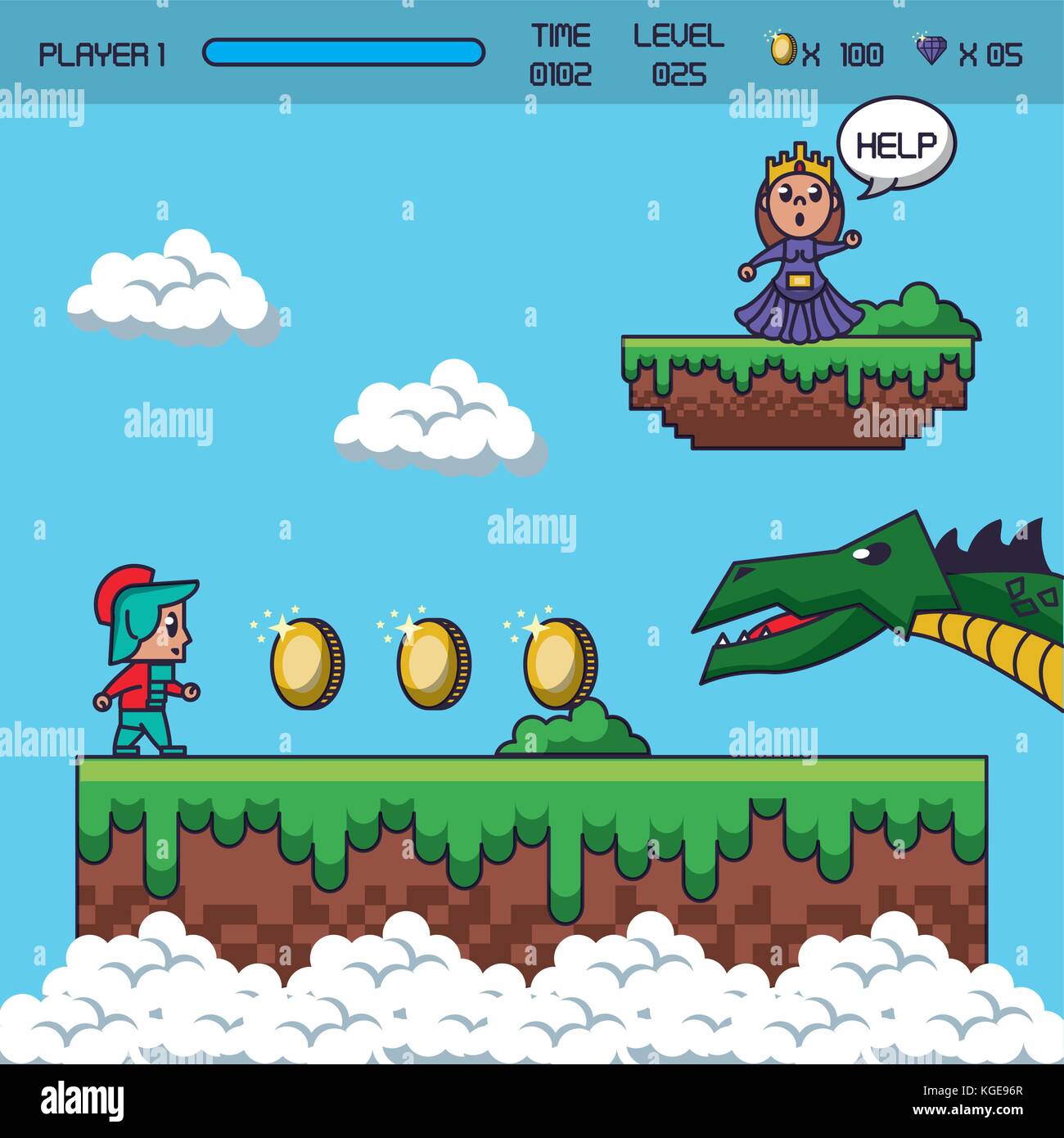 pixelated game scenery Stock Vector Image & Art - Alamy