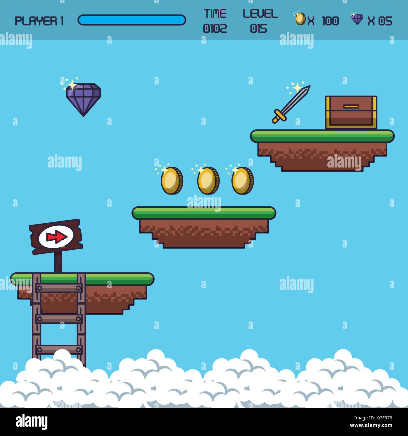 pixelated game scenery Stock Vector Image & Art - Alamy