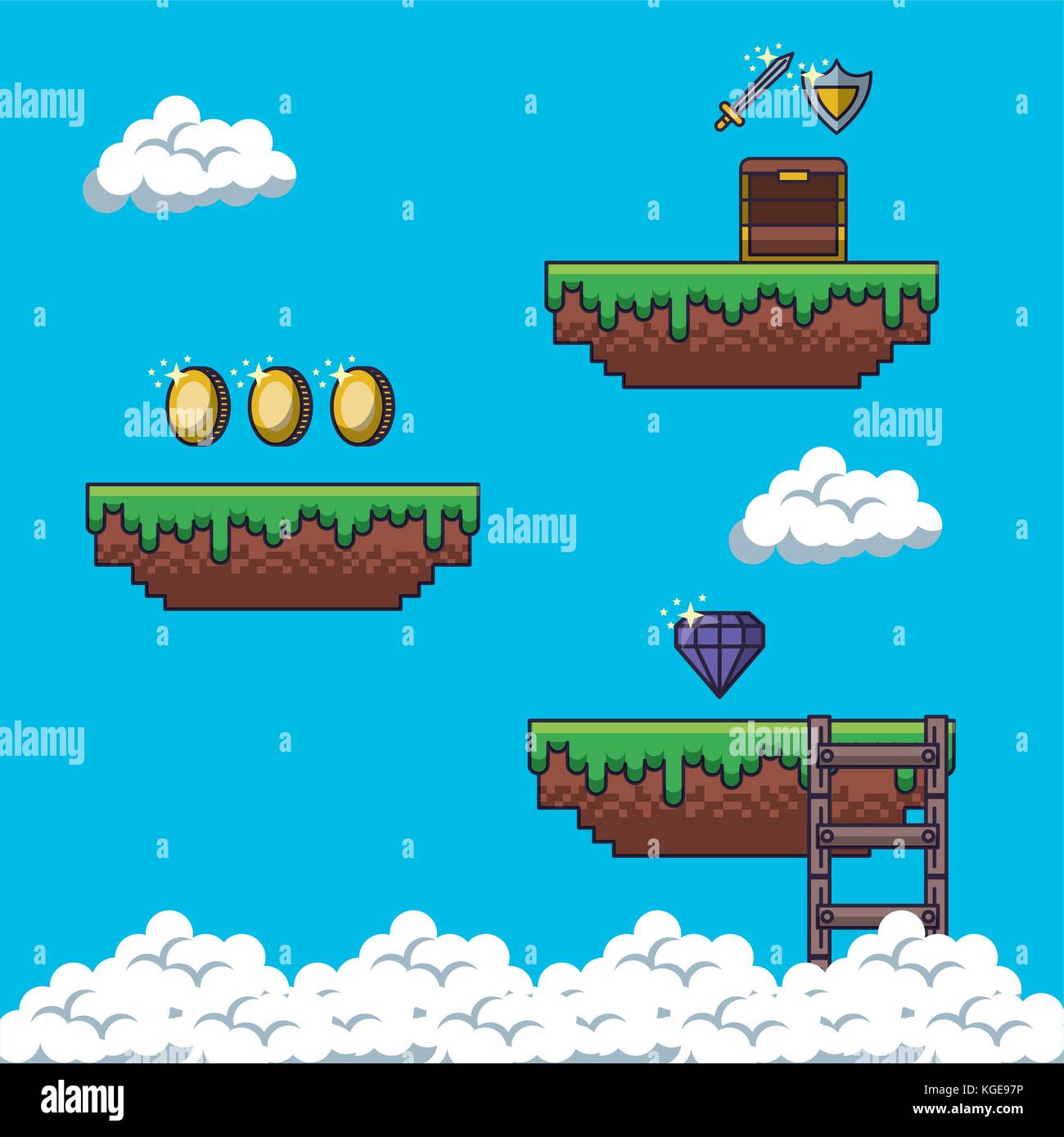 pixelated game scenery Stock Vector Image & Art - Alamy