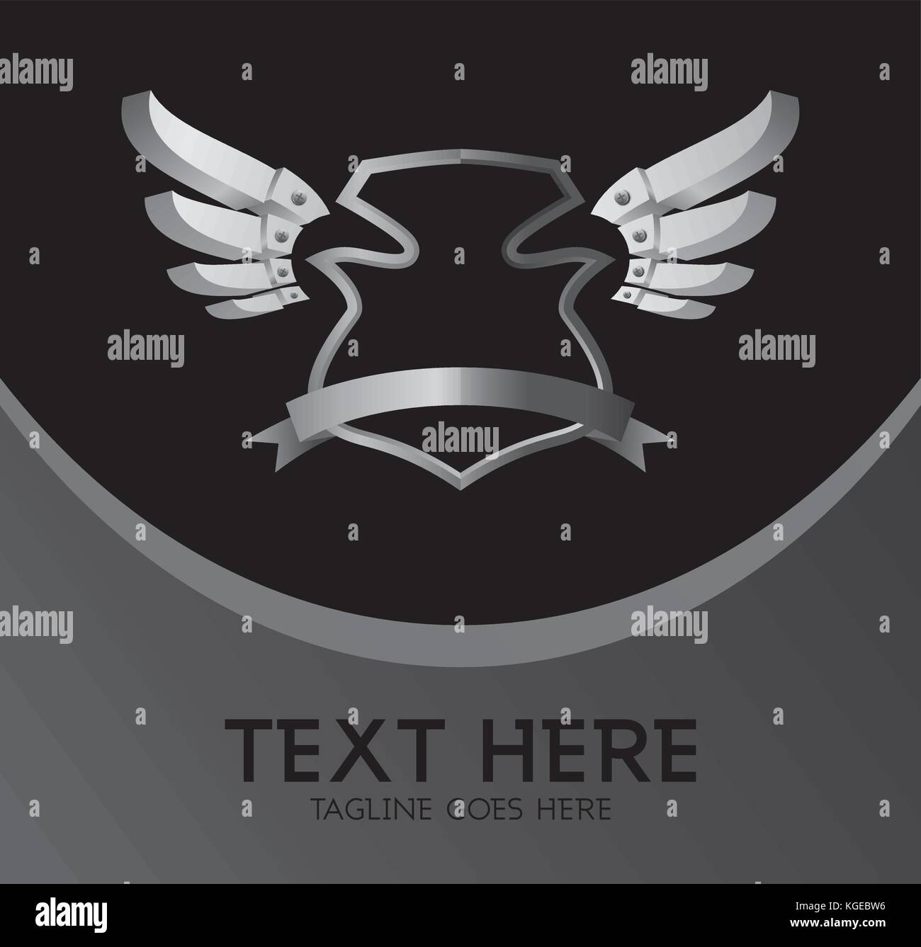 silver shield and wing theme vector illustration Stock Vector Image ...