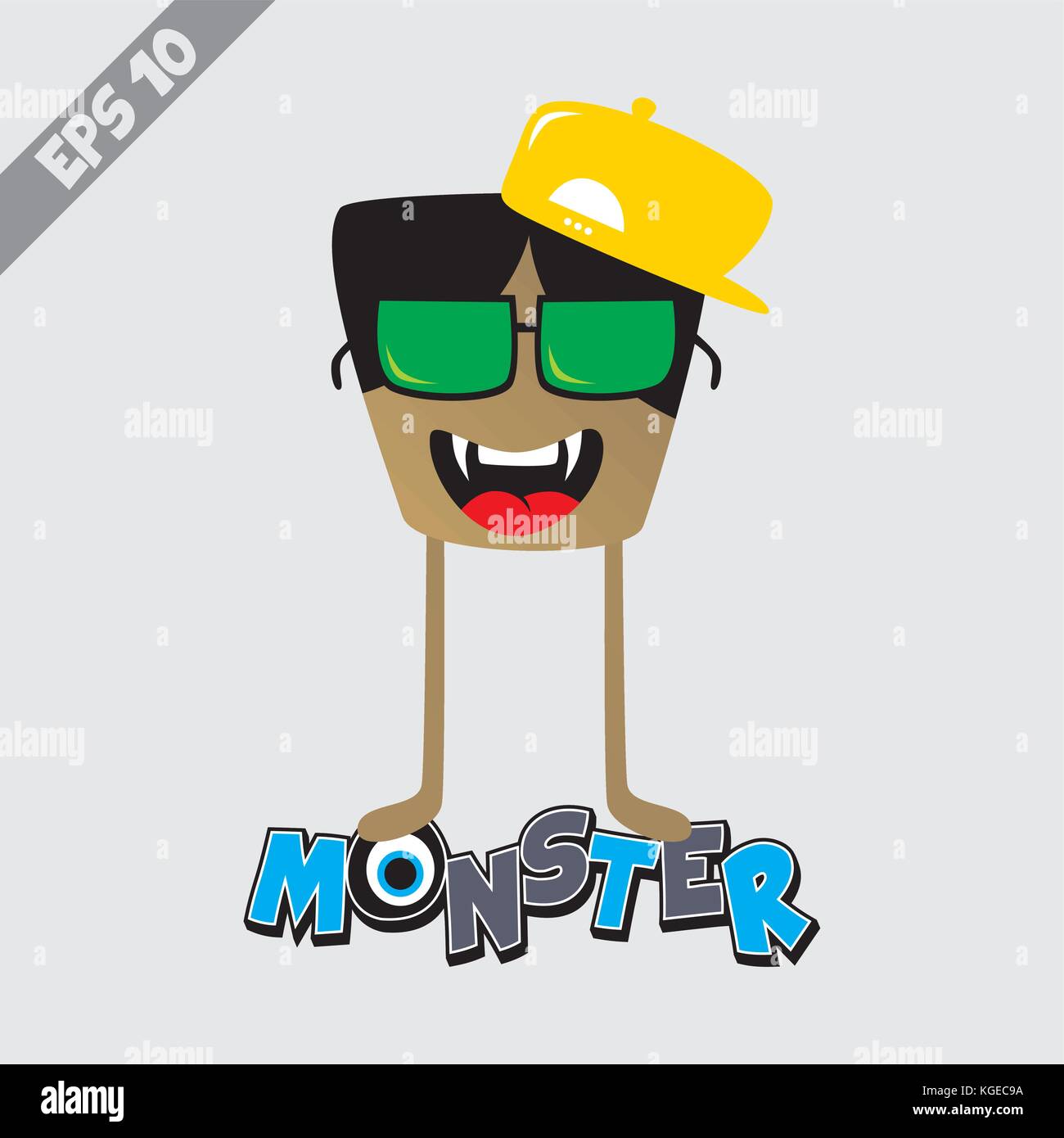 cartoon monster character theme vector art illustration Stock Vector ...