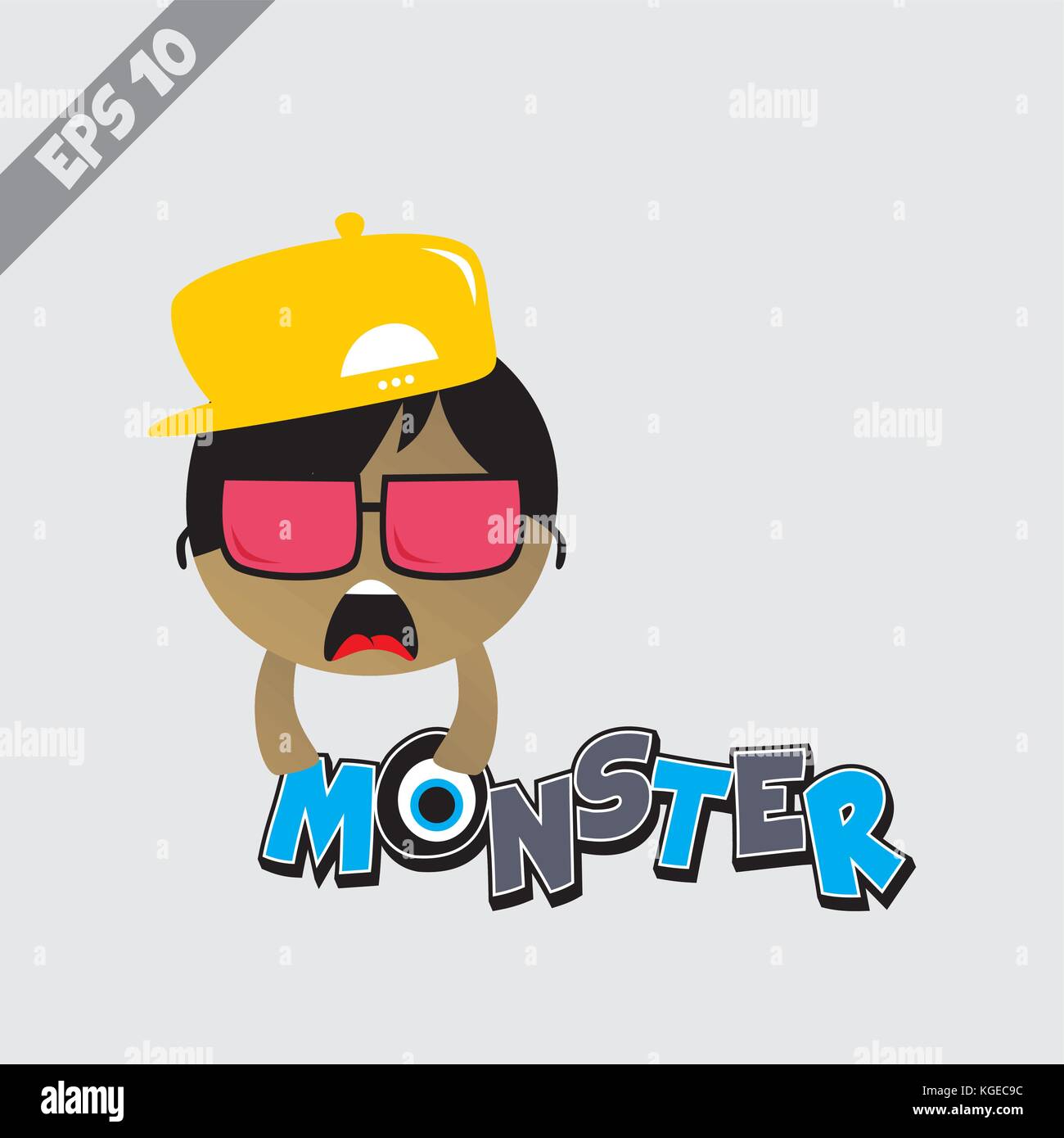 cartoon monster character theme vector art illustration Stock Vector ...