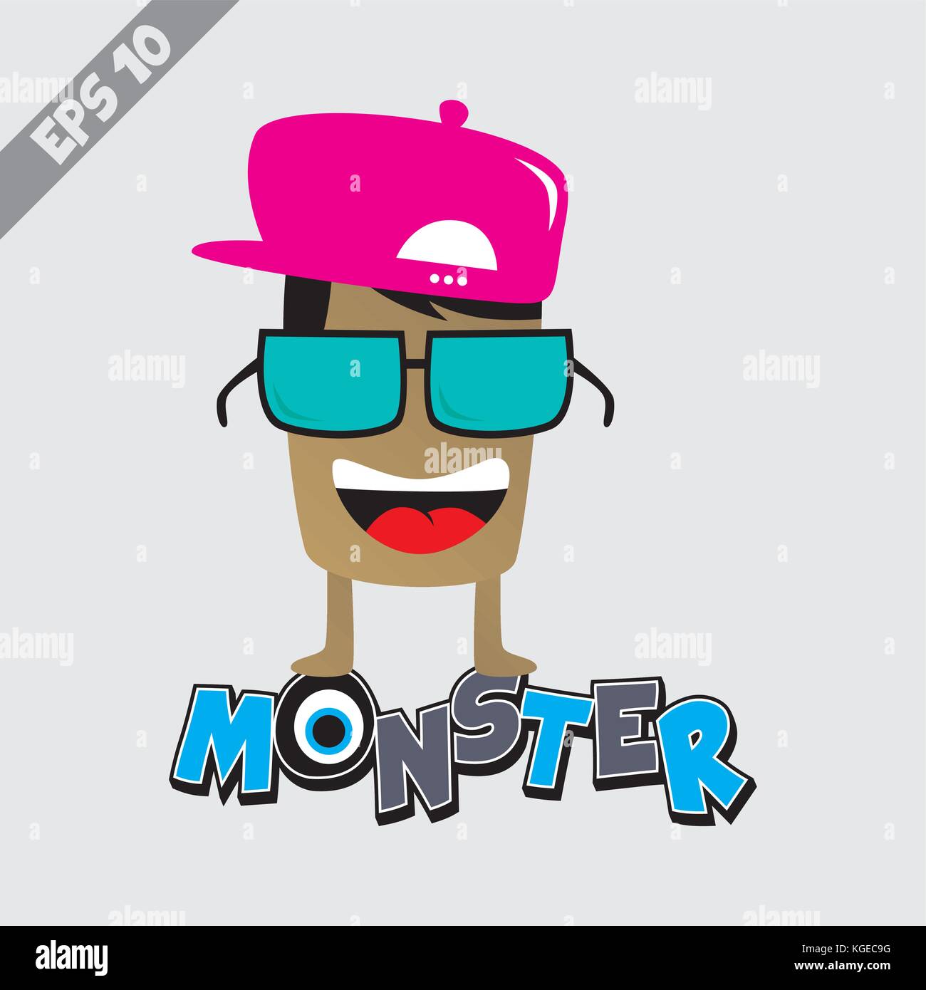 cartoon monster character theme vector art illustration Stock Vector ...